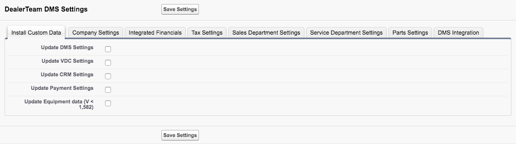 DealerTeam DMS Settings