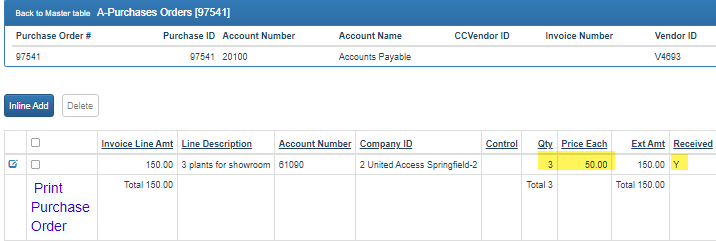How to manually update Vendor / Invoice on a Purchase Order
