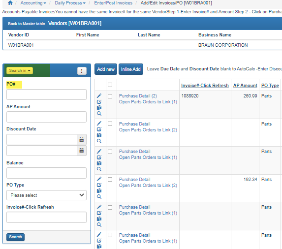 How to post a Purchase Order / Invoice