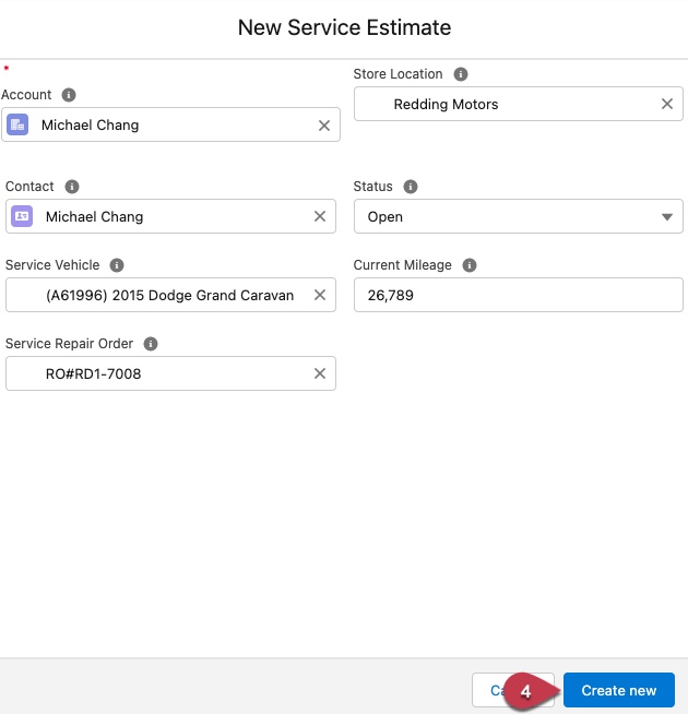 How to add a Service Estimate