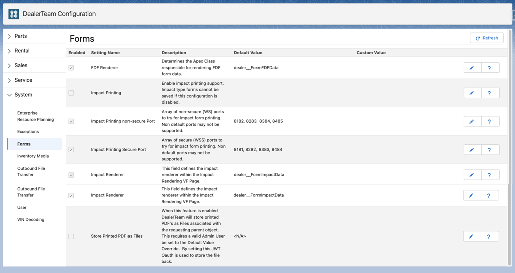 Forms Configuration