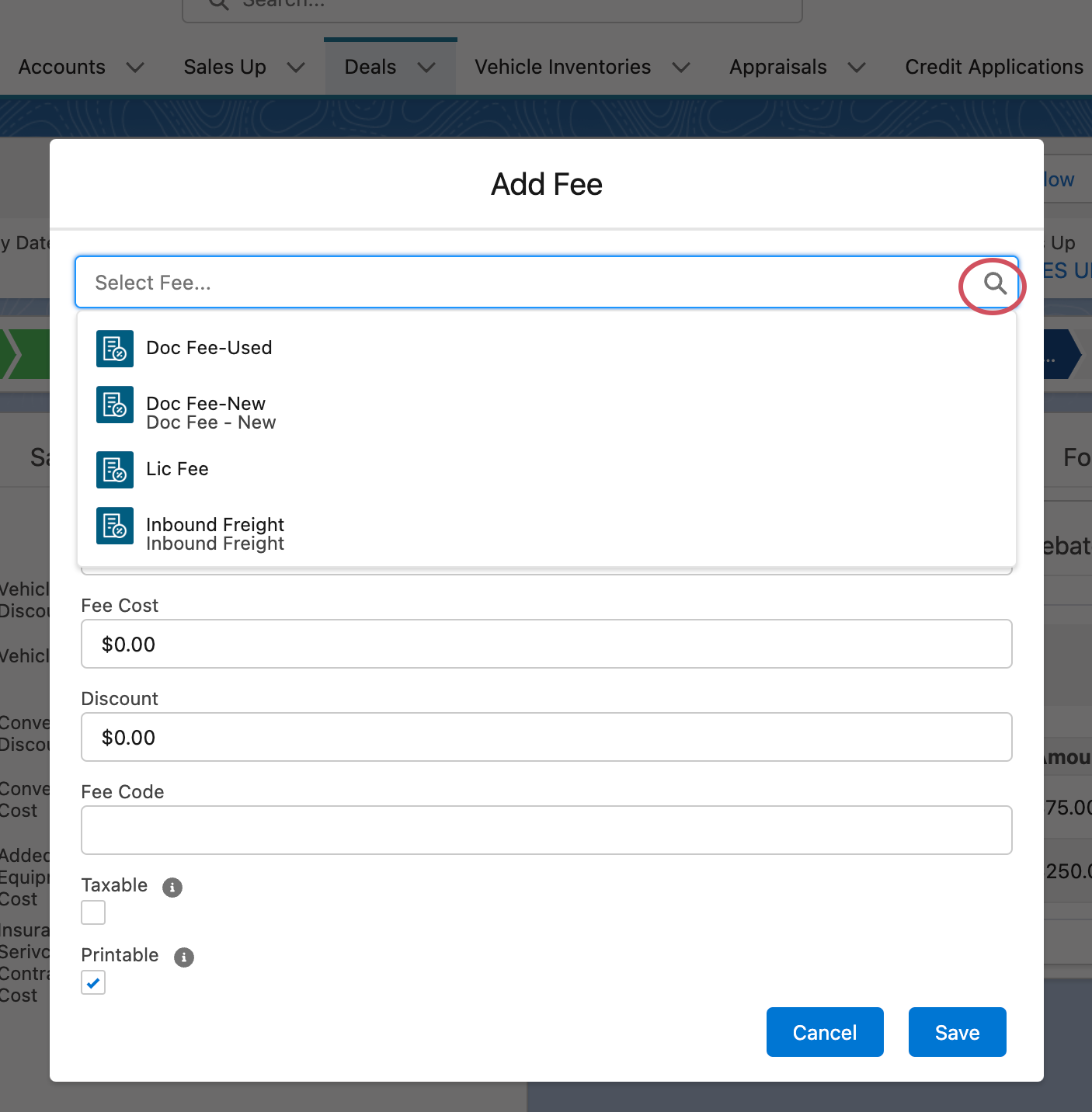 How to add Fees to a Deal